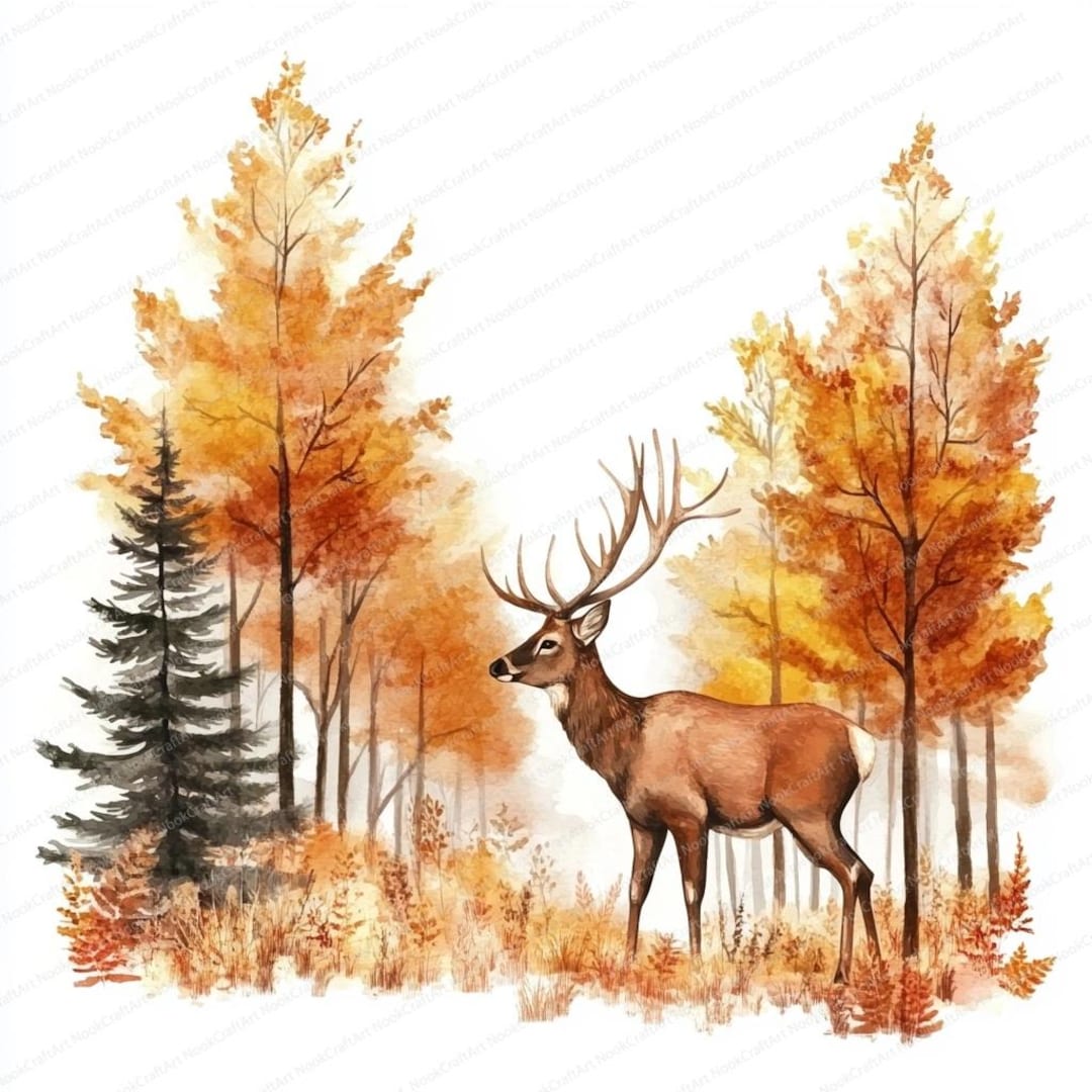 20 Autumn Forest Clip Art Set | Watercolor Landscape Clipart | High ...