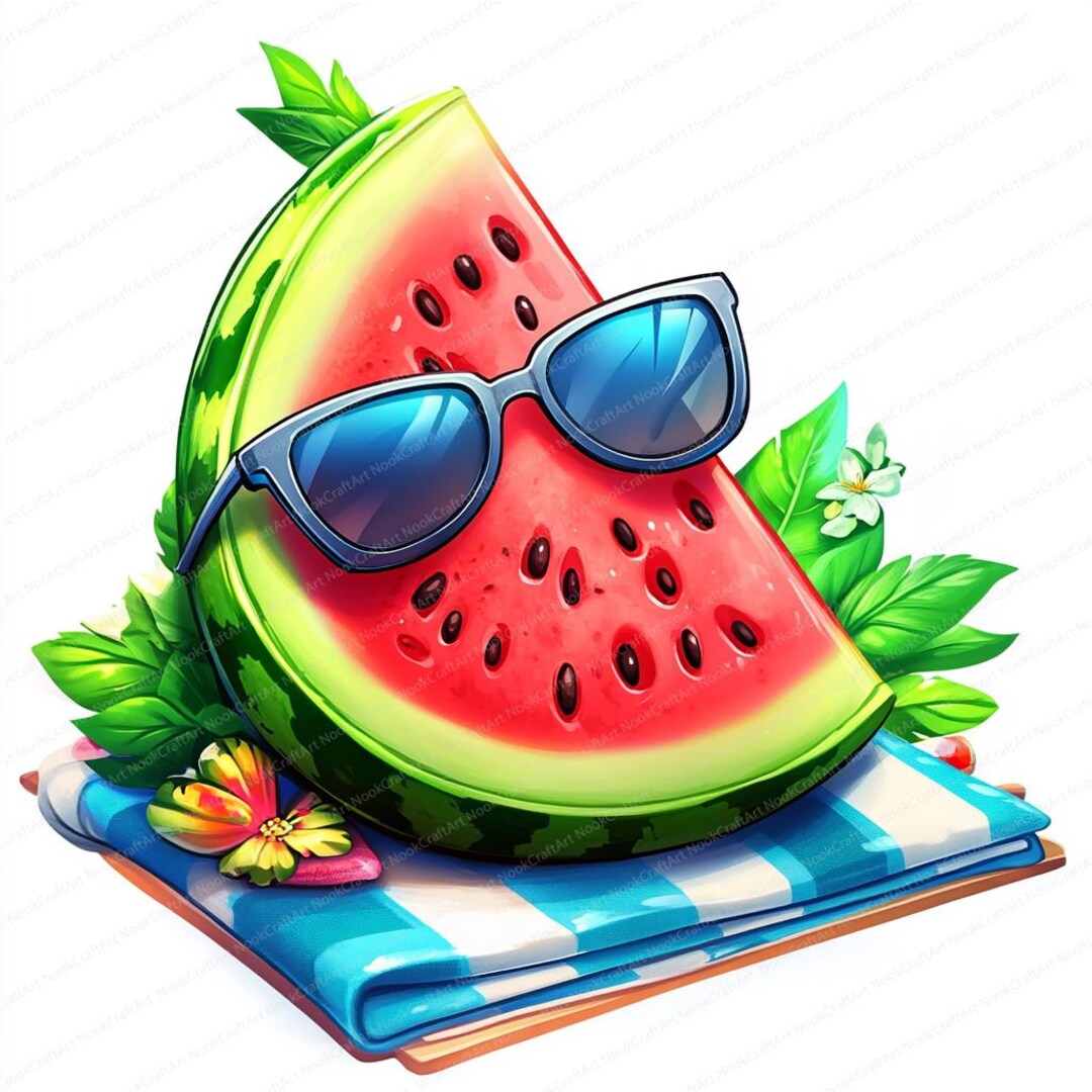 16 Cute Watermelon Clipart Summer Fruit Art Printable Watercolor ...