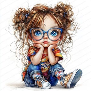 14 Watercolor Cute Little Girl Clipart Bundle | Printable Watercolor ...