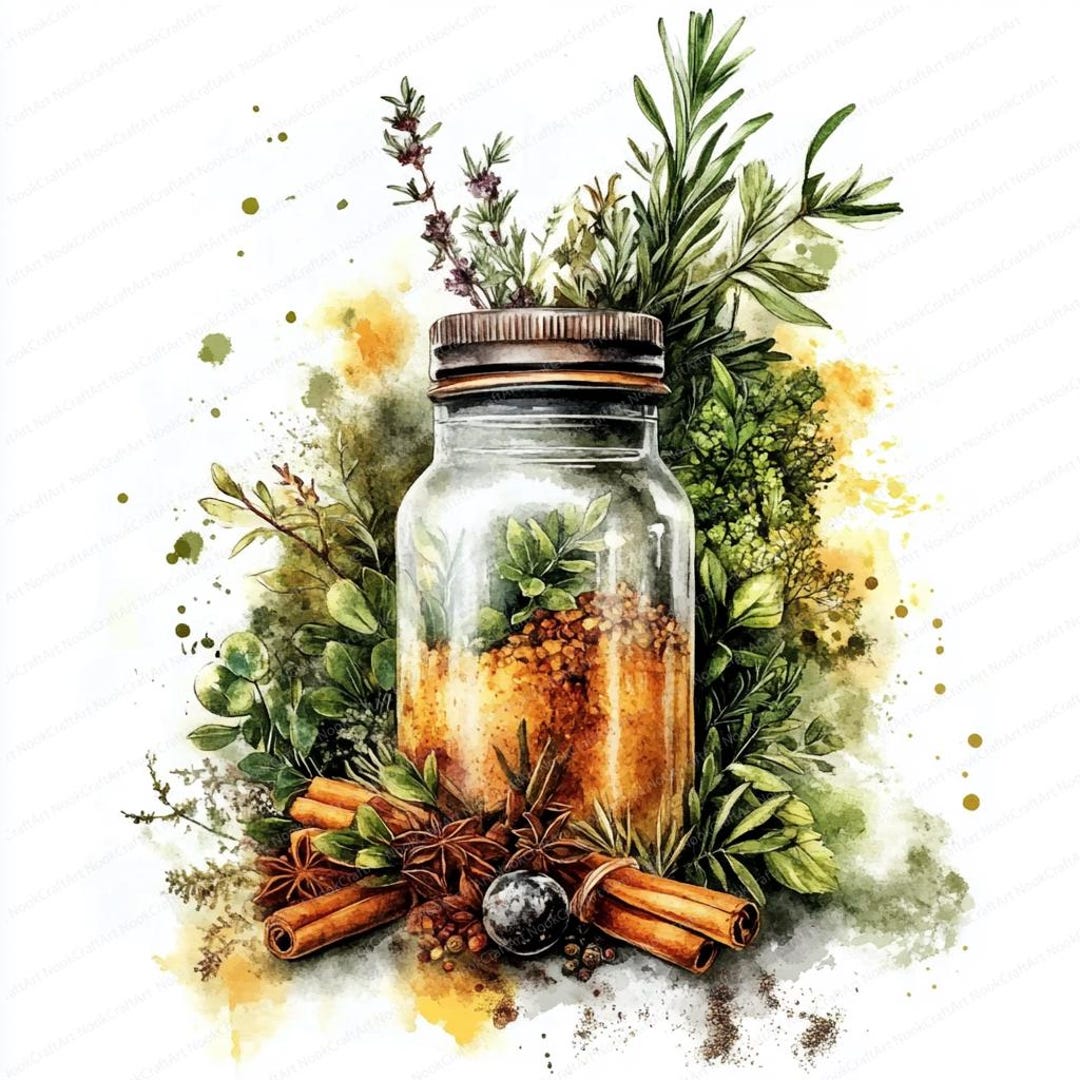 16 Watercolor Herbs and Spices Clipart | Kitchen Clipart | Printable ...