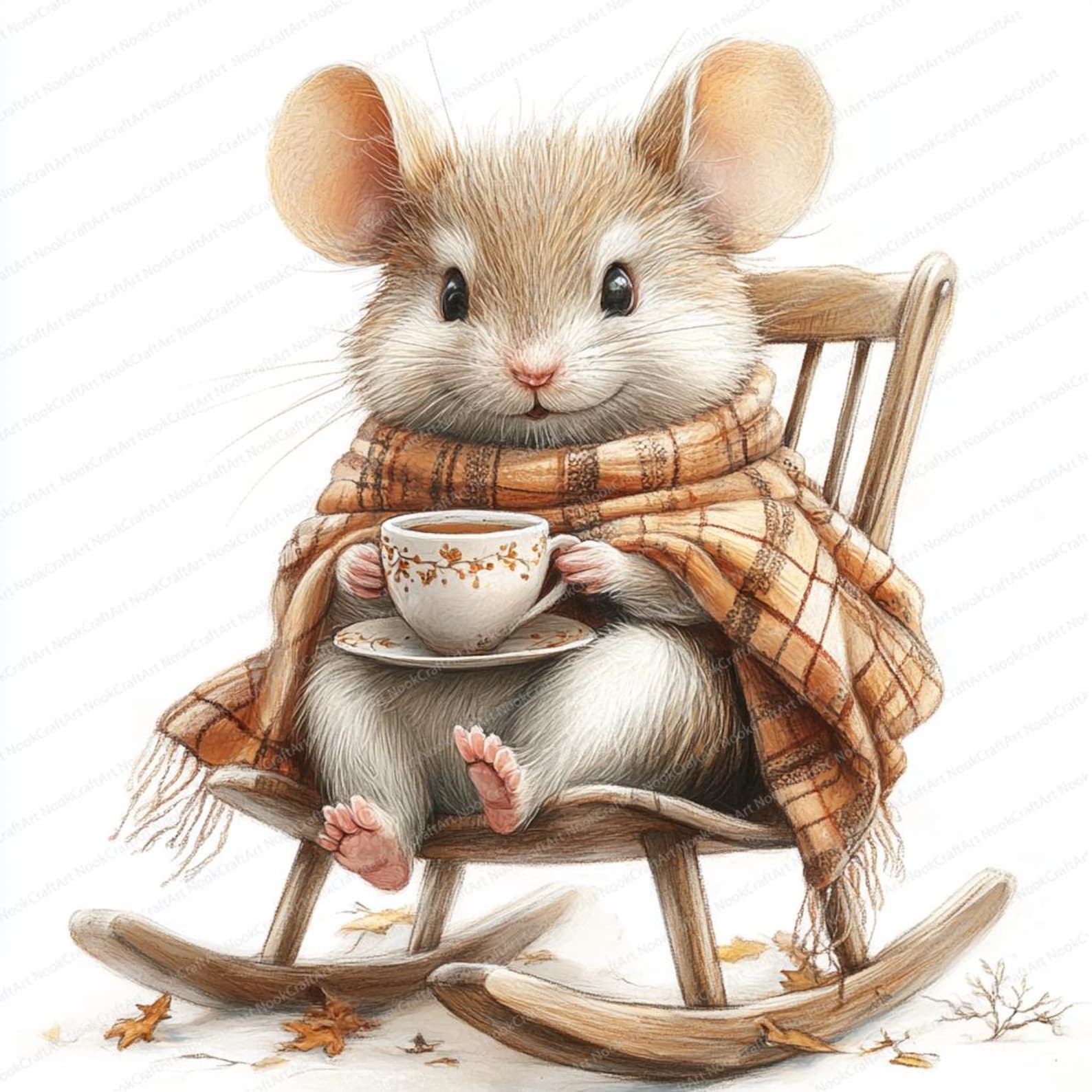 16 Cozy Mouse Clipart | Relaxing Rocking Chair Illustration| Printable ...