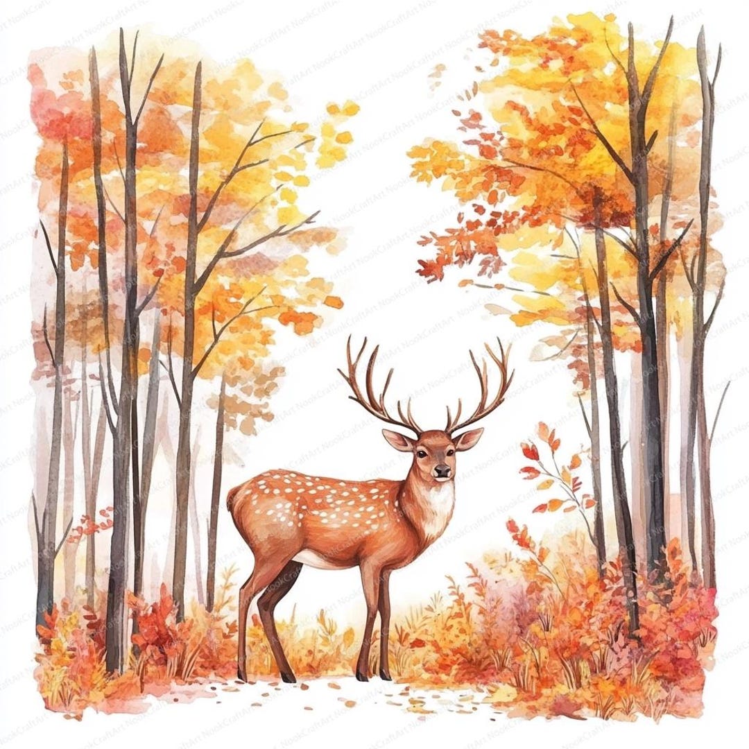 20 Autumn Forest Clip Art Set Watercolor Landscape Clipart High Quality ...
