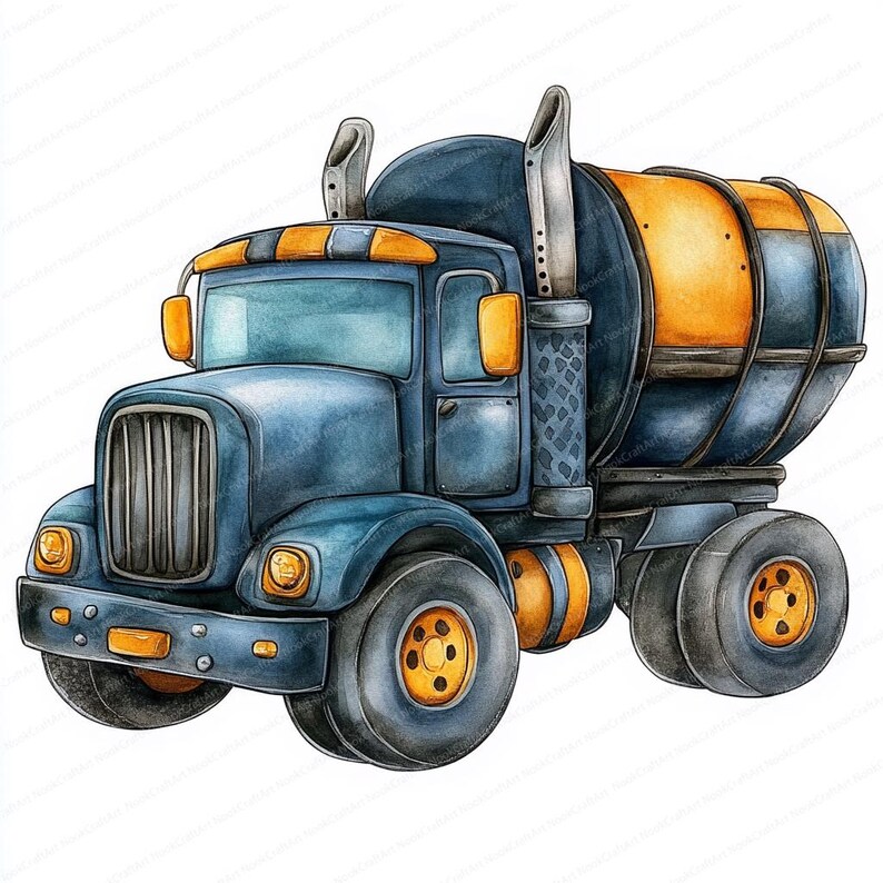 16 Watercolor Cute Construction Vehicles Clipart | Printable Watercolor ...