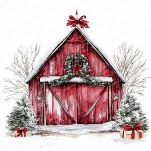 18 Christmas Barn Clipart | Festive Farmyard Barn | Printable Clipart ...