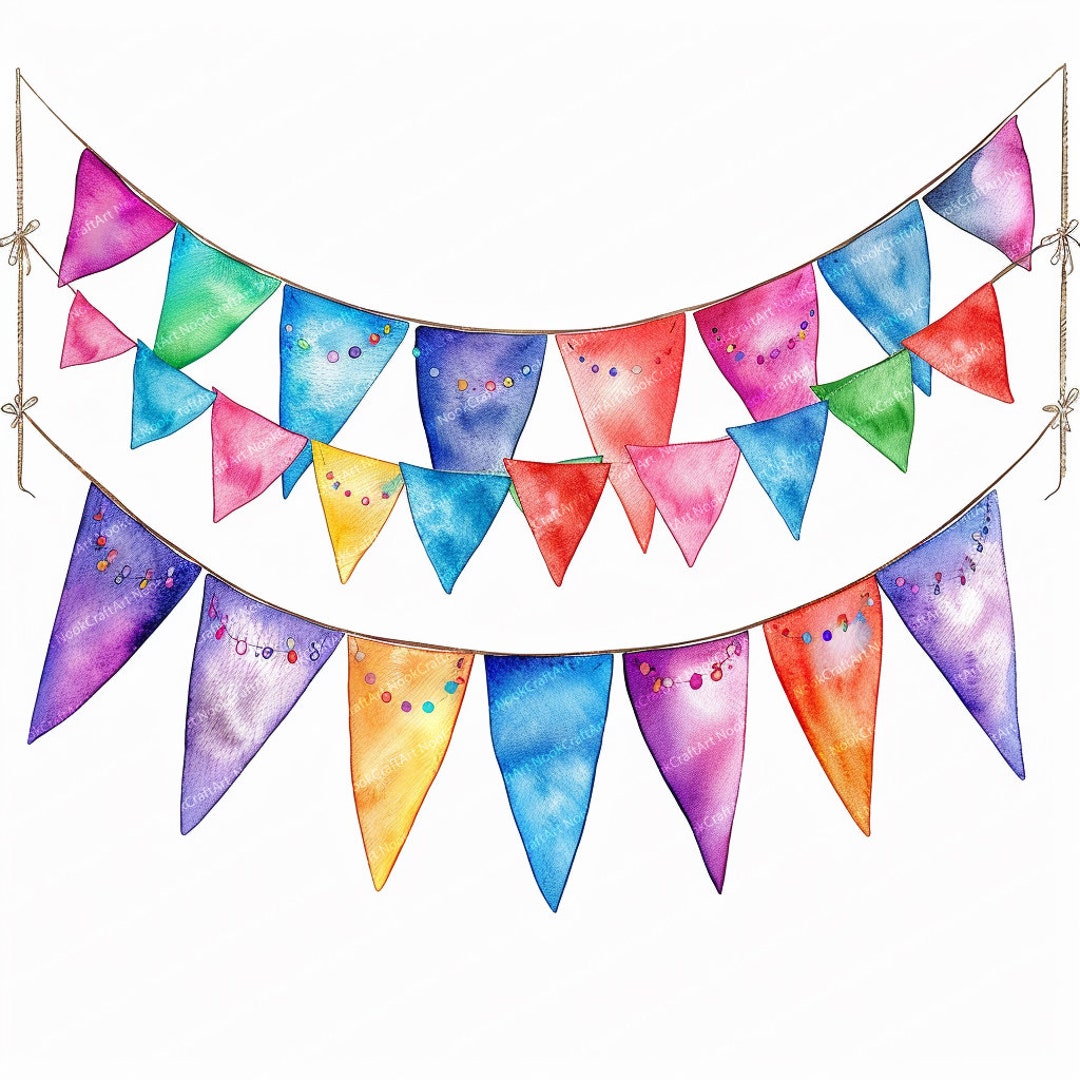 15 Party Bunting Clipart | Coloured Garland Clipart | Printable ...