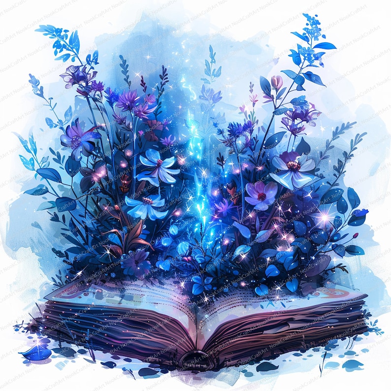 12 Floral Magical Books Clipart | Open Book Clipart | Printable ...
