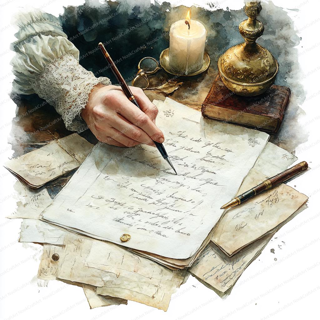 Vintage Writing Hand Clipart: Antique Quill Pen Illustrations (JPG ...
