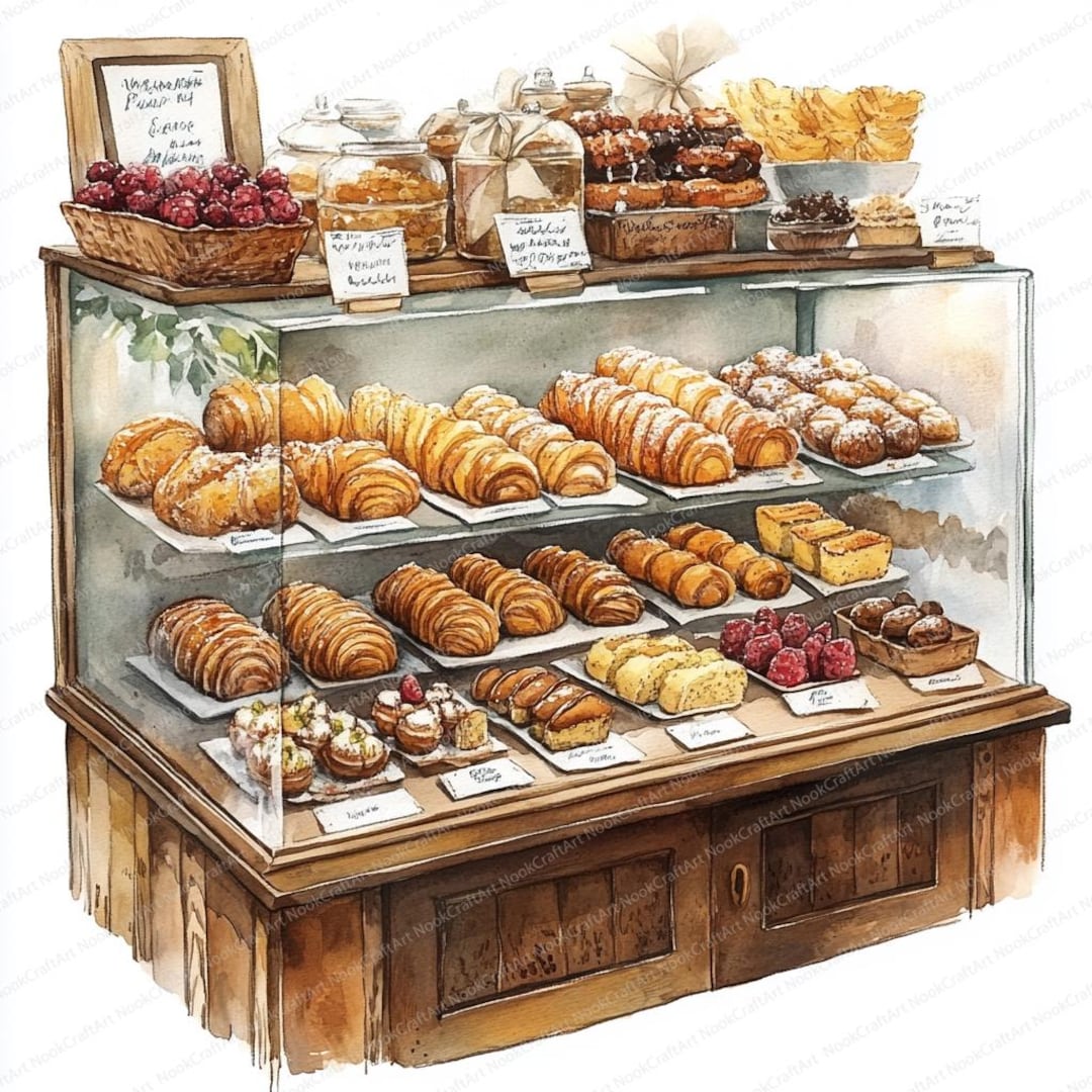 24 Bakery Display Clipart | Charming Pastry Showcase Illustrations ...