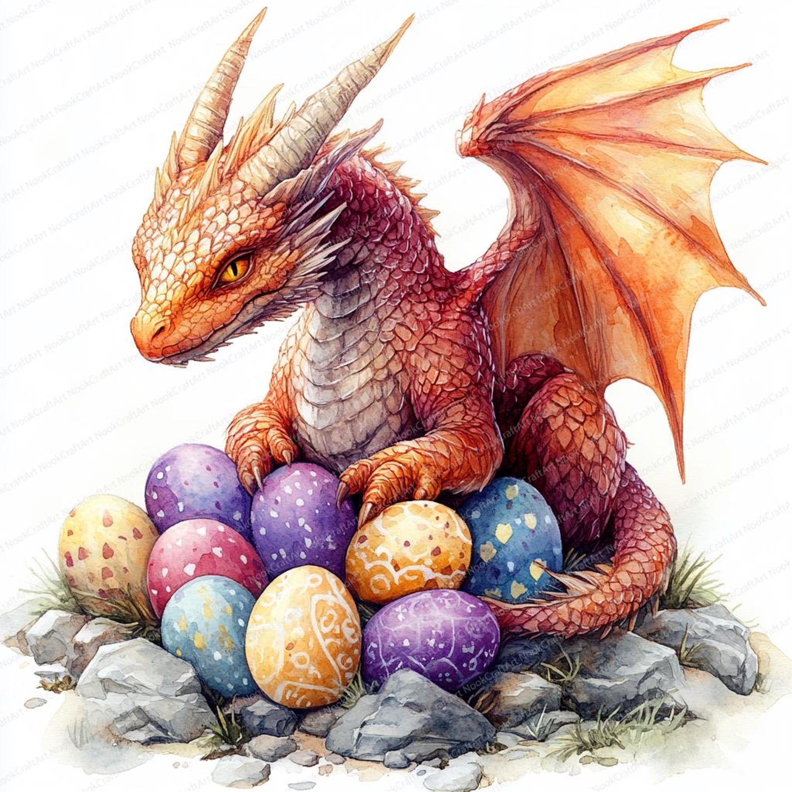 21 Dragon Easter Egg Guardian Clipart | Whimsical Fantasy Illustrations ...