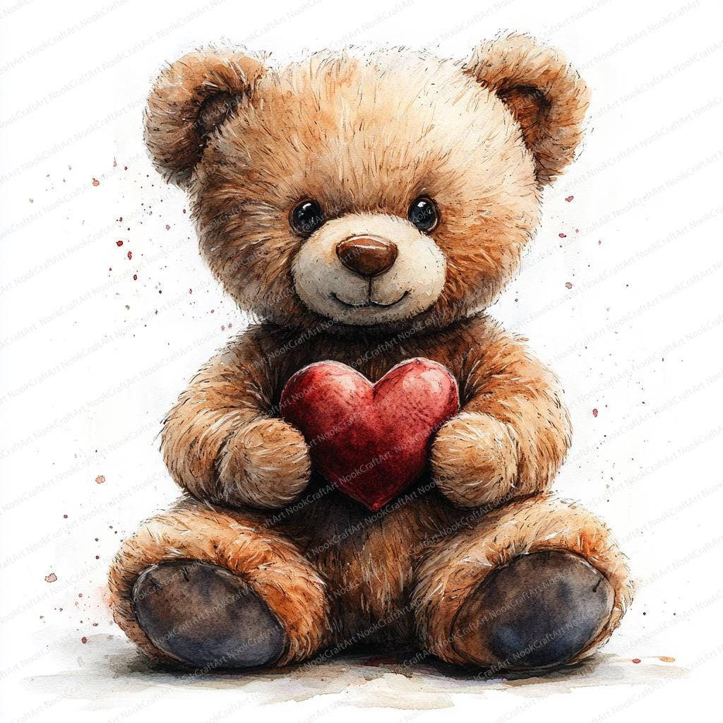 23 Teddy Bear With Heart Clipart | Cute Plush Bear Illustration ...