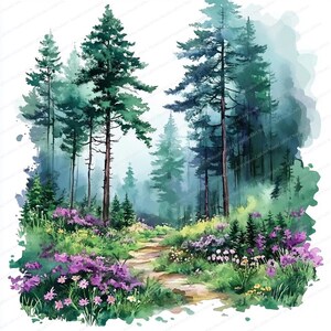 20 Watercolor Spring Forest Clipart | Spring Woodland Clipart | High ...