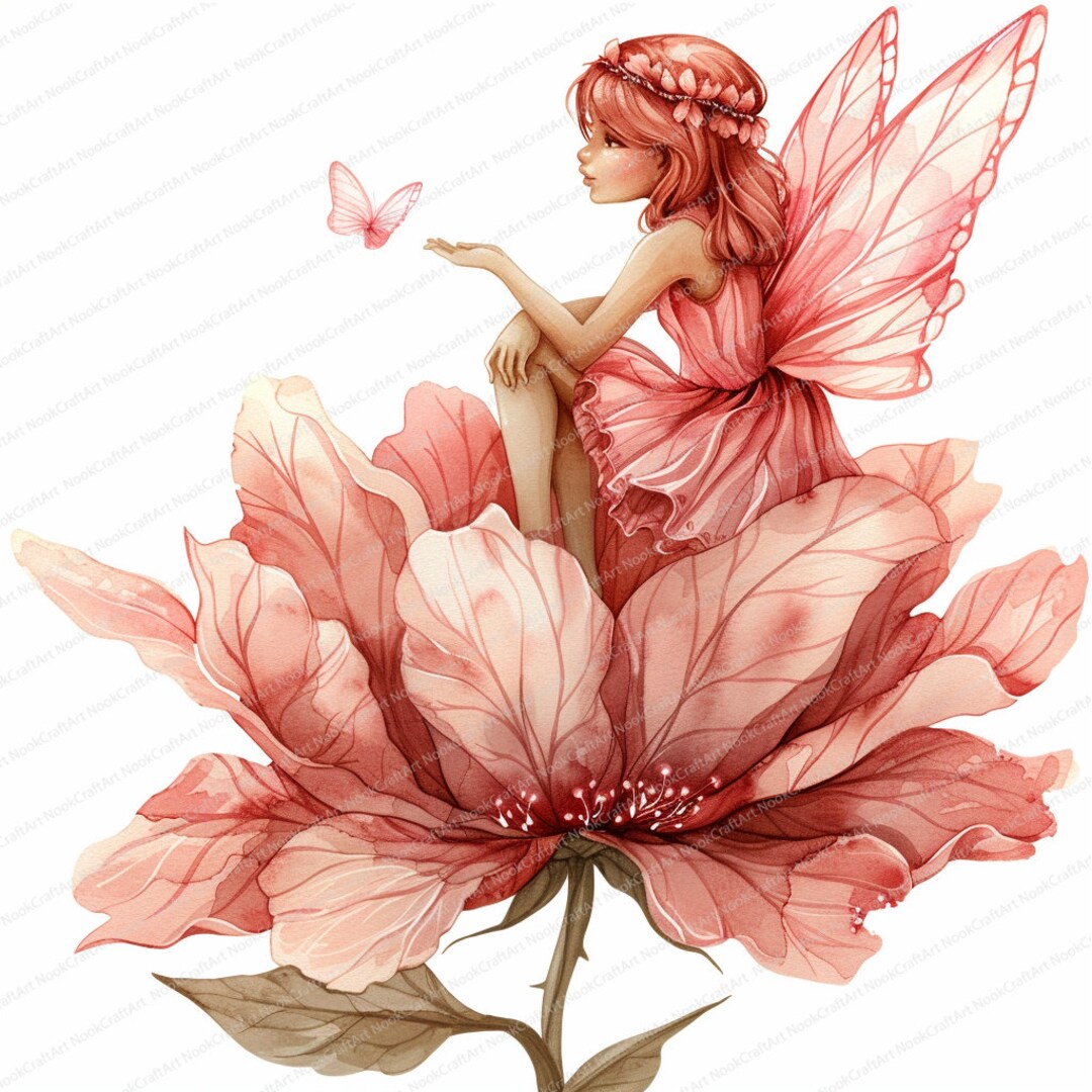12 Spring Fairy Clipart Bundle | Fairy in Flowers | Printable ...
