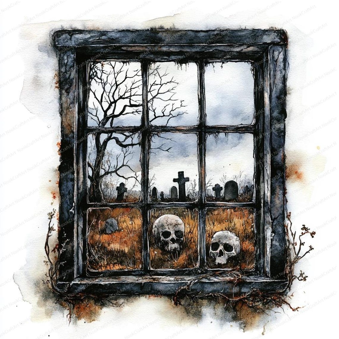 20 Window to Cemetery Clipart | Spooky Cemetery Halloween Clip Art ...