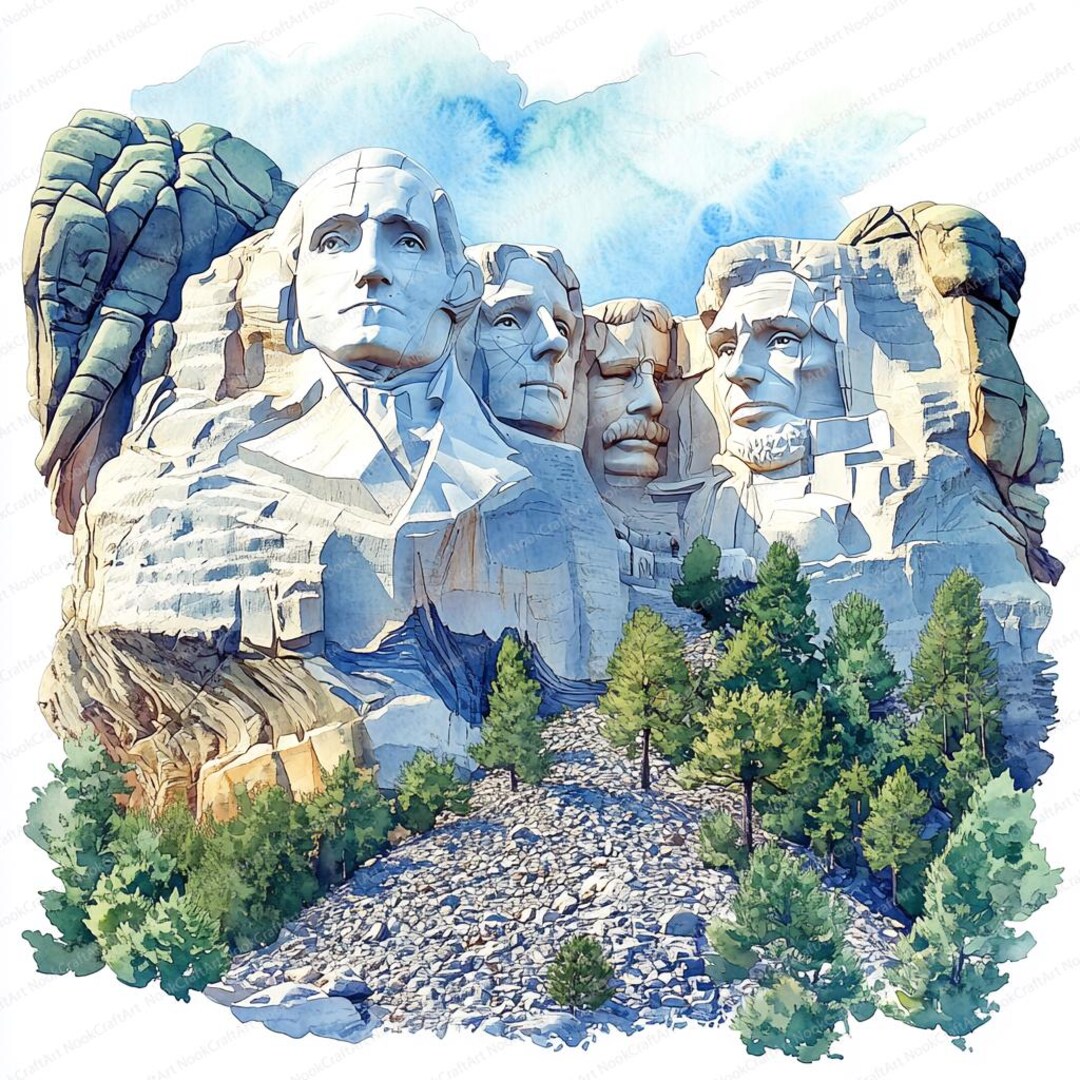 24 Mount Rushmore Clipart | Iconic Monument Illustration Set ...