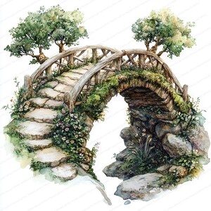 22 Tree Bridge Clipart | Nature-inspired Digital Illustration ...