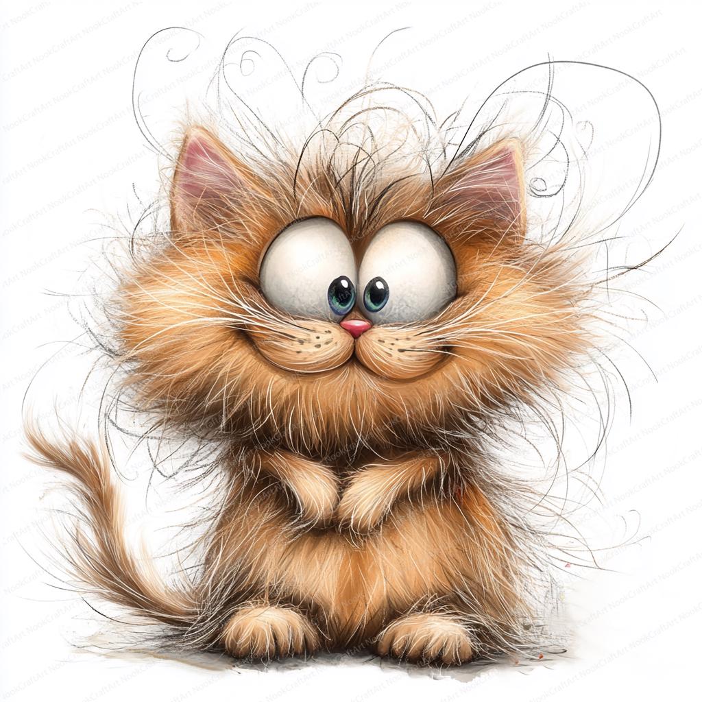 18 Frazzled Cat Clipart | Quirky Cat Clipart | Printable Watercolor ...