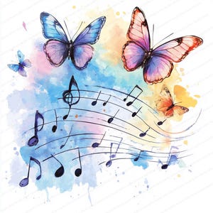 14 Notes With Butterflies Clipart | Musical Whimsy | Printable ...