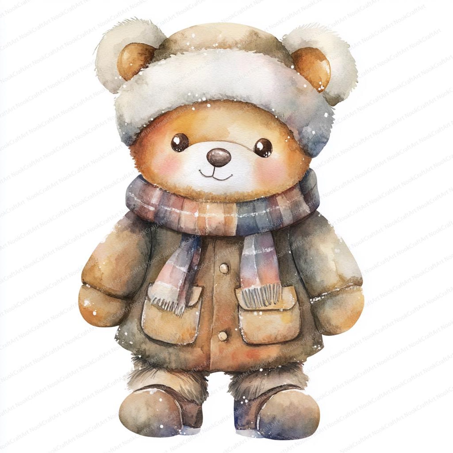 20 Winter Teddy Bear Clipart | Christmas Bear | Printable Watercolor ...