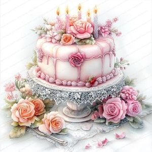 14 Birthday Cake Clip Art Bundle | Printable Watercolor Clipart | High ...