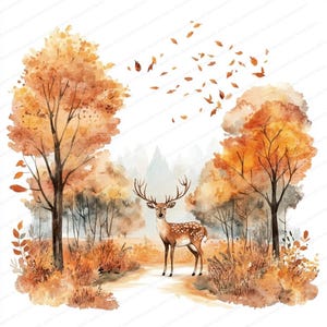 20 Autumn Forest Clip Art Set | Watercolor Landscape Clipart | High ...