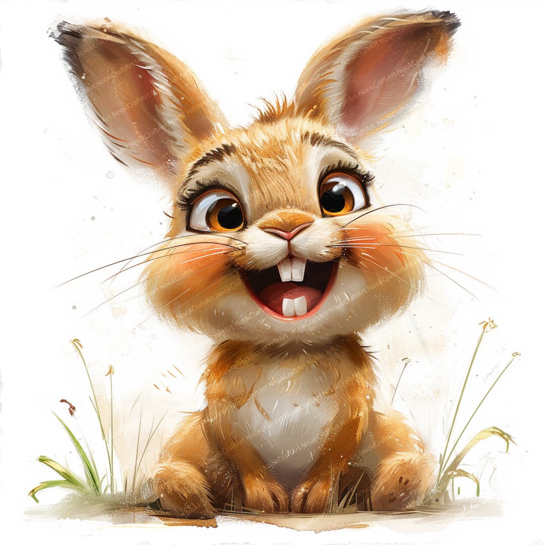 12 Hare Clipart | Happy Hares | Printable Watercolor Clipart Rabbit ...