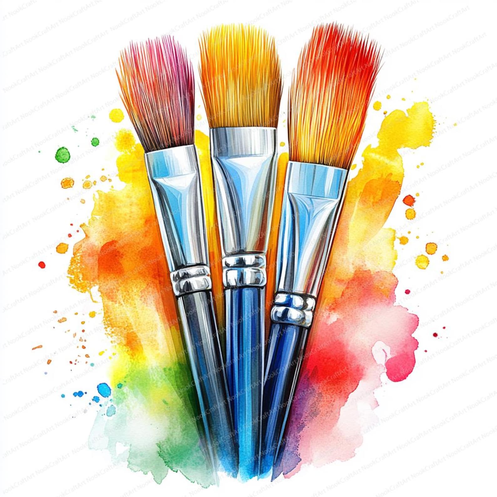 20 Paint Brushes Clipart | Watercolor Painting Supplies Images ...