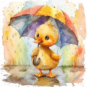 12 Duckling in Rain Clipart | Duckling Under the Rainbow | Printable ...