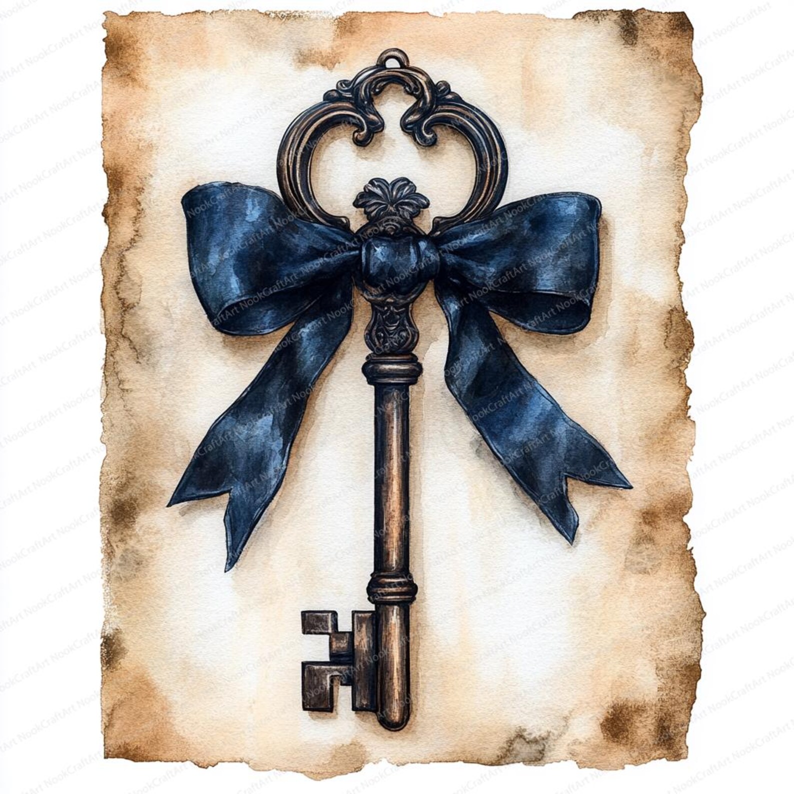 22 Vintage Key Clipart With Satin Ribbon | Elegant Chateau Key ...