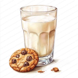 18 Milk and Cookies Clipart | Cute Dessert Illustration Set | Printable ...