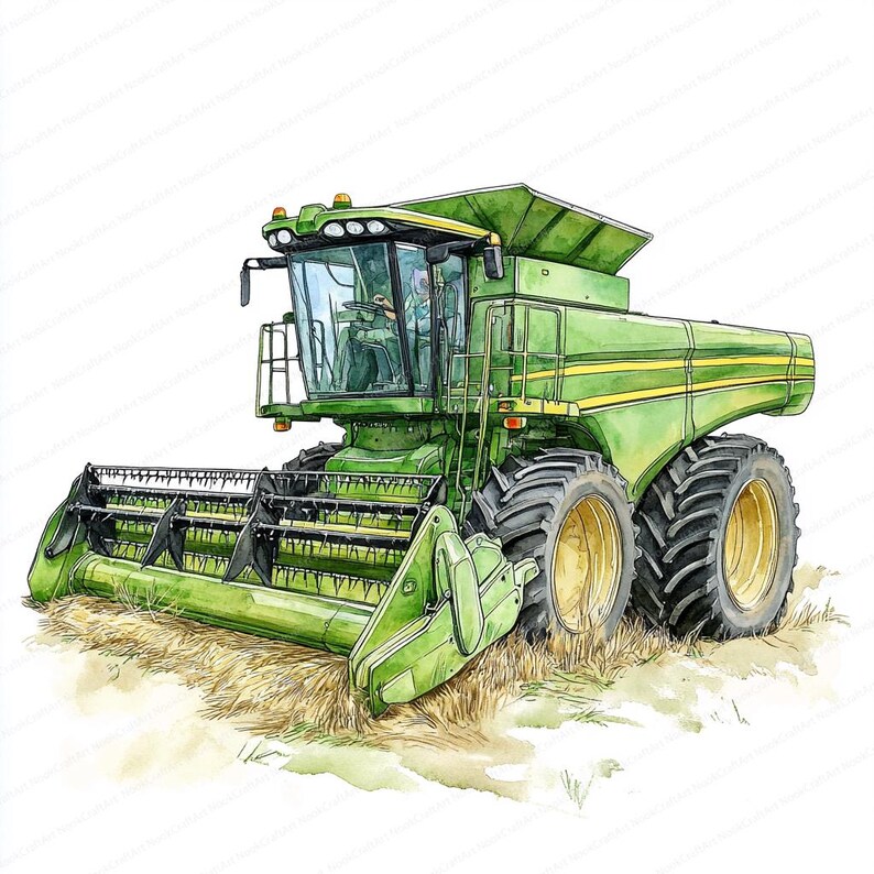 14 Combine Harvester Tractor Clipart | Watercolor Farm Tractor ...