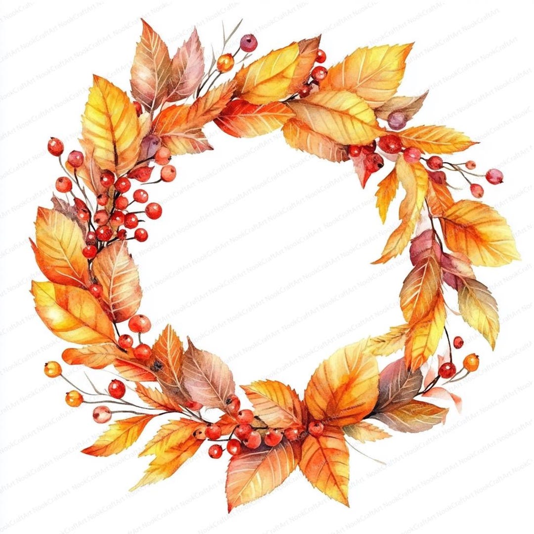14 Autumn Leaves Wreath Clipart | Fallen Autumn Leaves Clipart ...