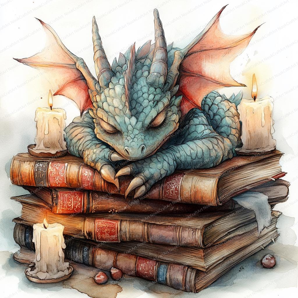 18 Fantasy Dragon Clipart | Dreamy Book Guardian Illustrations ...