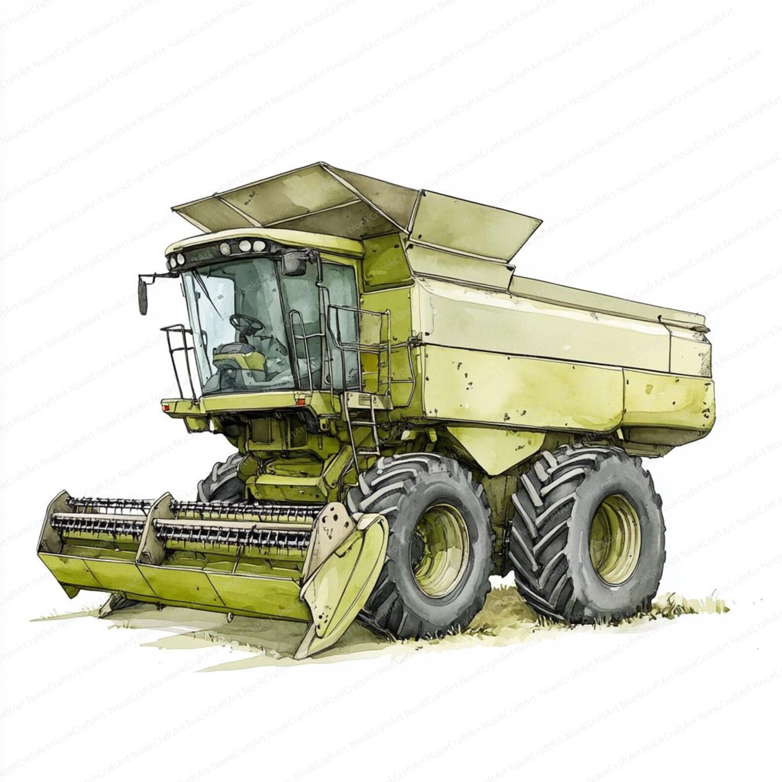 14 Combine Harvester Tractor Clipart | Watercolor Farm Tractor ...