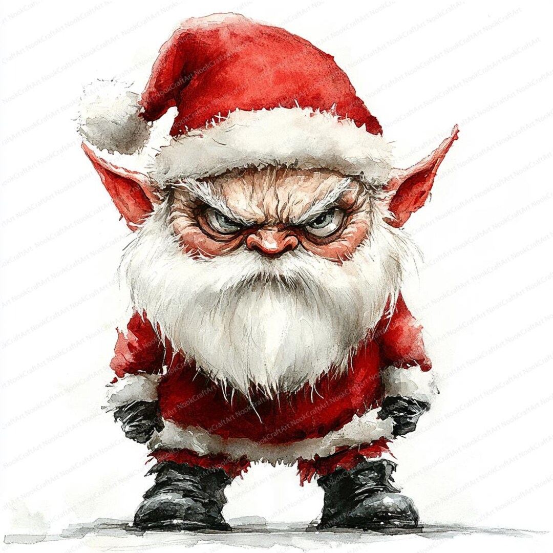 16 Christmas Goblin Clipart | Grumpy Santa Goblin Illustration ...