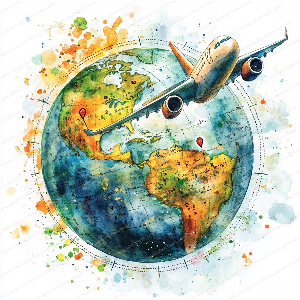 15 Aviation Adventure Clipart | Globe and Airplane Design| Printable ...