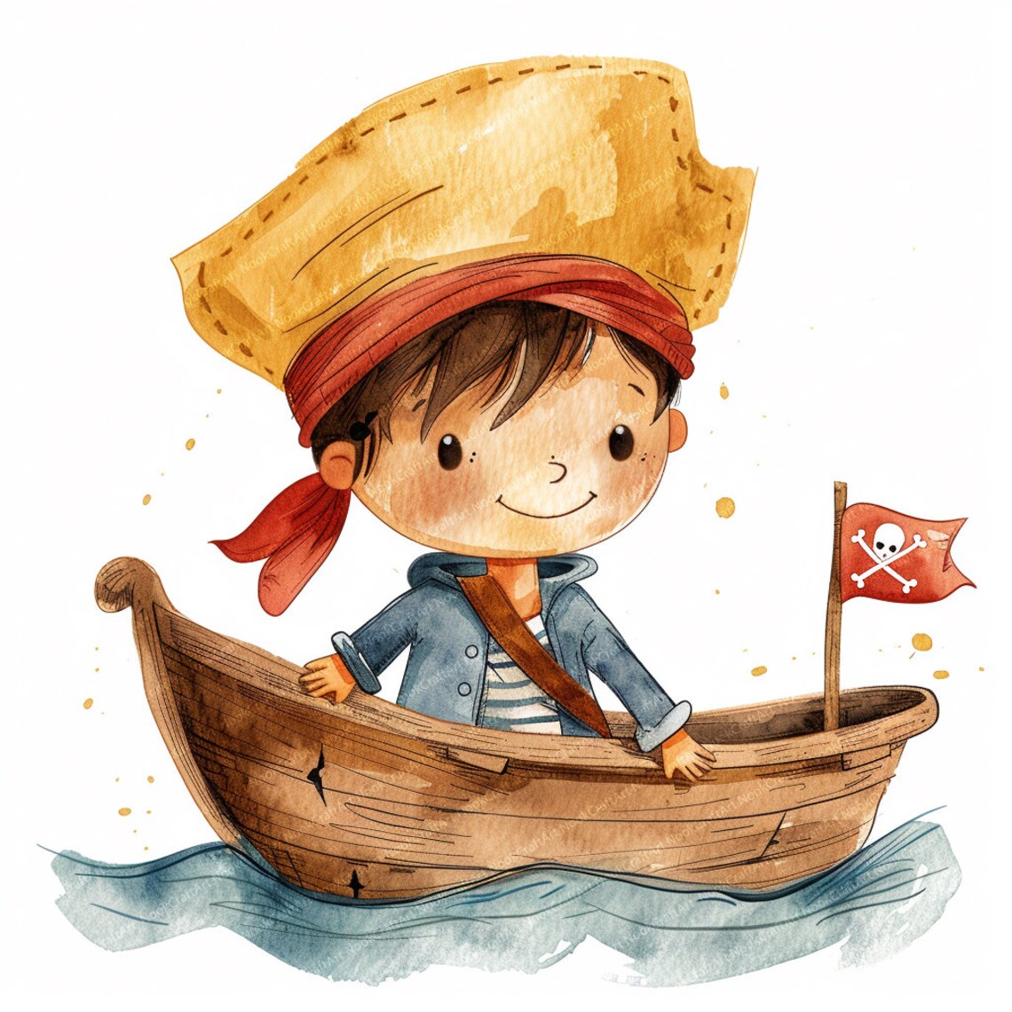 14 Cartoon Pirates Clipart Cute Pirates Print Printable Watercolor ...