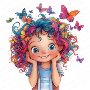 Sweet Girl With Butterfly Clipart | 18 High Quality Jpgs | Printable ...