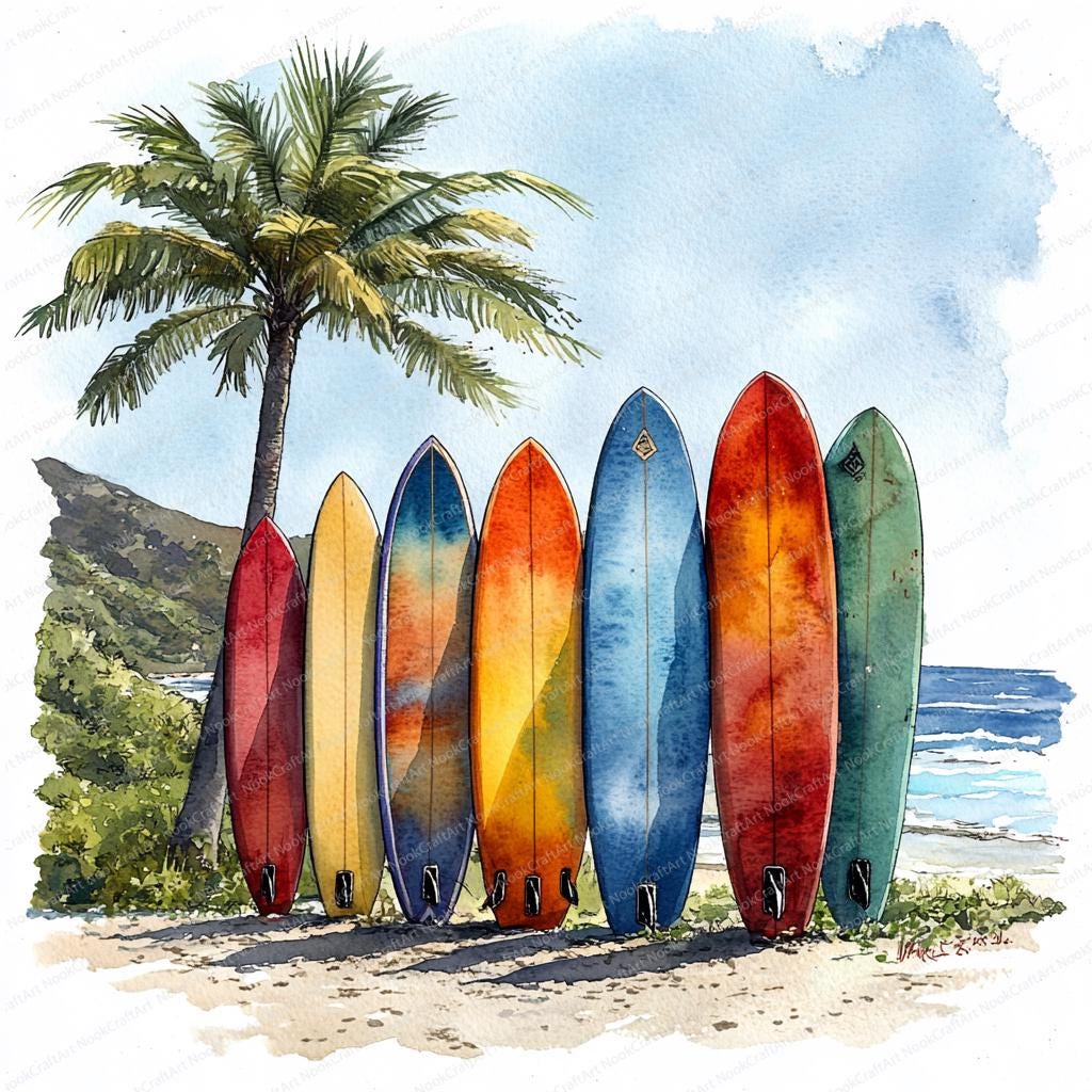 20 Surfboard Clipart Set | Beach Wave Graphics Collection| Printable ...
