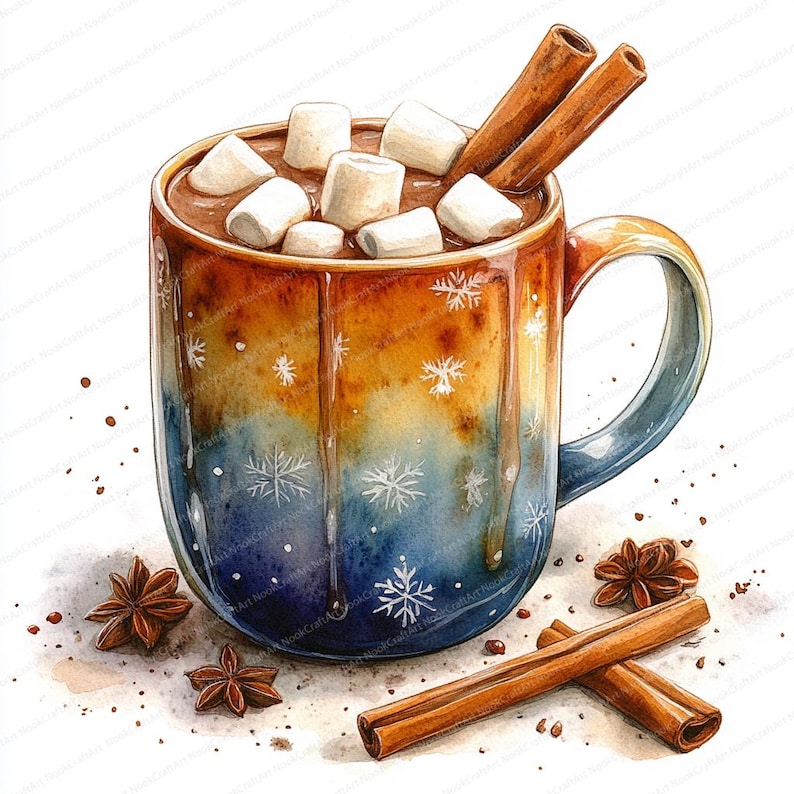 18 Hot Chocolate Mug Clipart | Cozy Winter Drink Illustration ...