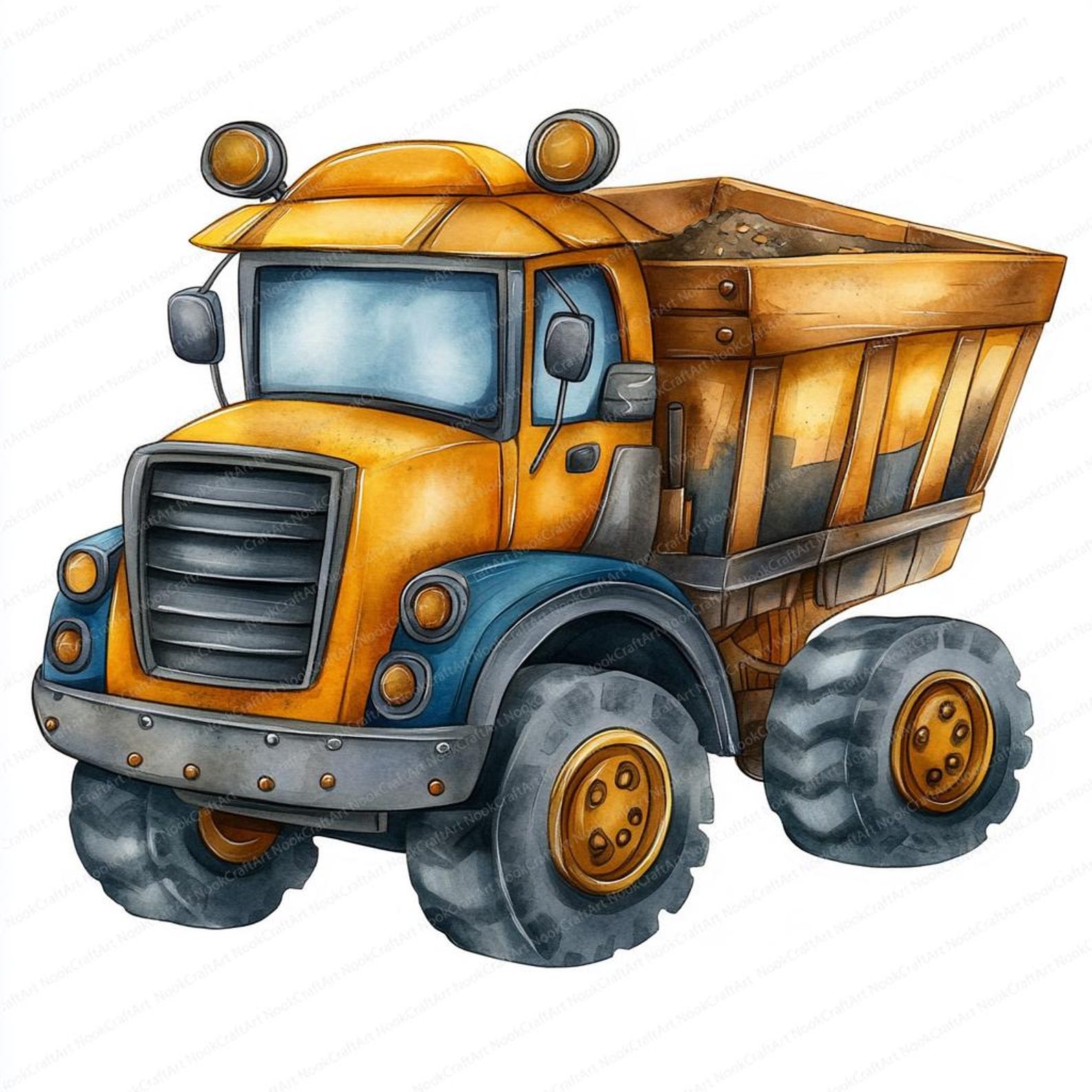 16 Watercolor Cute Construction Vehicles Clipart | Printable Watercolor ...