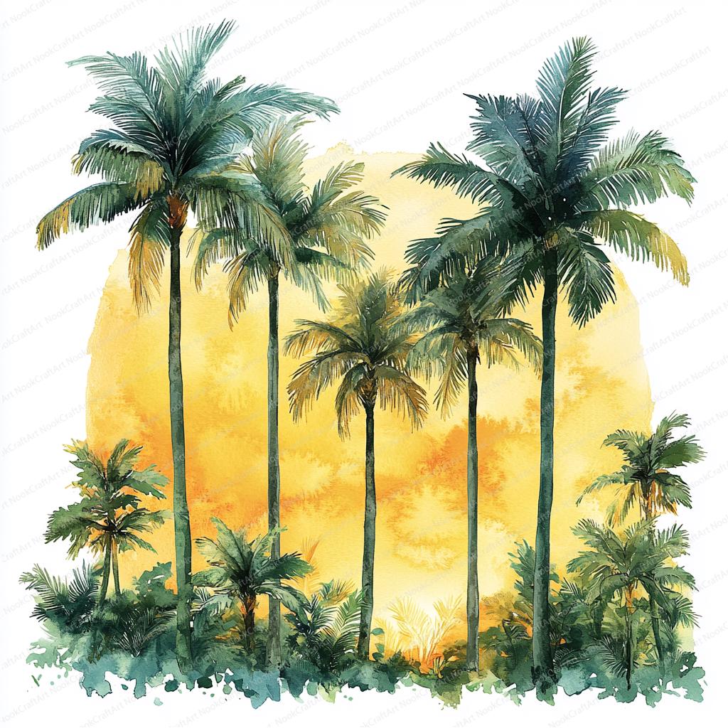 20 Beach Palm Trees Clipart | Tropical Summer Graphics| Printable ...