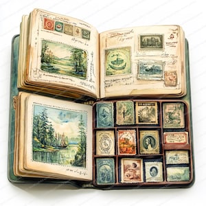 20 Stamp Collection Clipart | Vintage Postage Stamp Illustrations ...