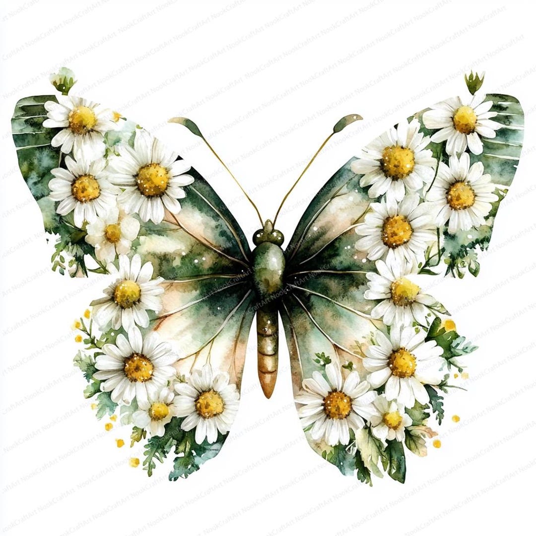 16 Daisy Butterflies Clipart | Floral Butterfly Designs | Printable ...