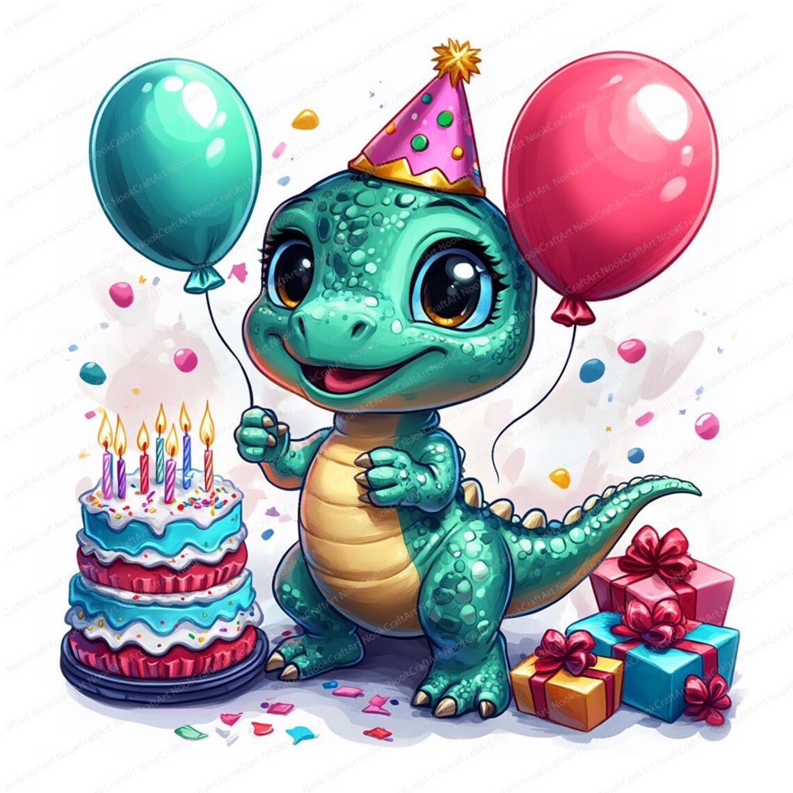 16 Cute Dinosaur Clipart | Birthday Party Clipart Bundle | Printable ...