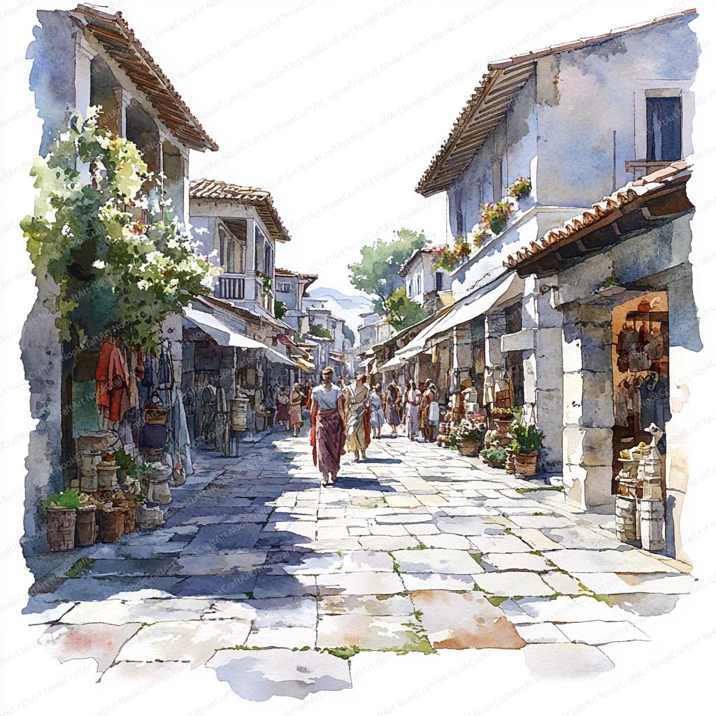 24 Ancient Roman Street Clipart | Cobblestone Pathway Illustration ...