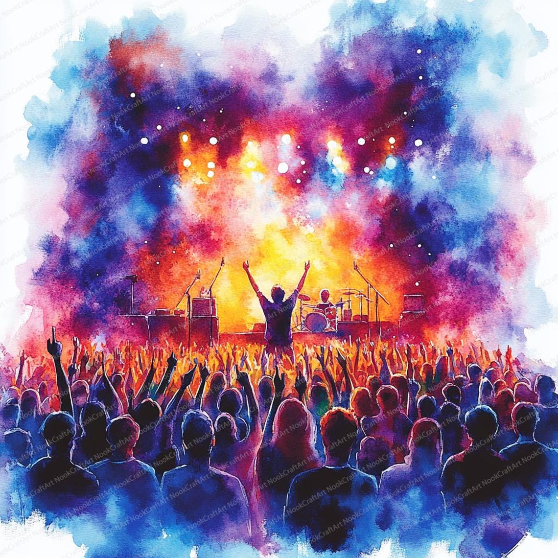 15 Concert Crowd Clipart | Hands Raised Festival Vibes | Printable ...