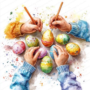 19 Easter Egg Coloring Clipart | Kids Painting Easter Eggs ...