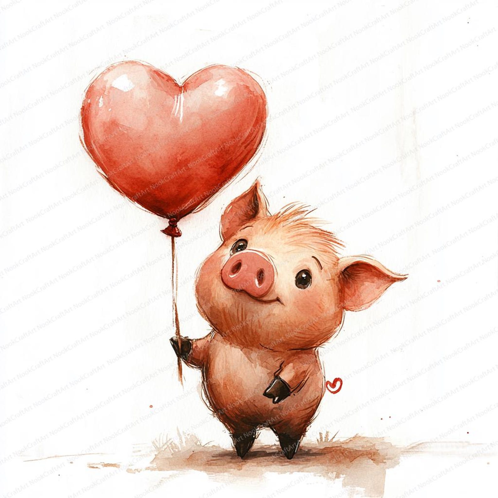 21 Piglet With Heart Balloon Clipart | Cute Valentine Illustration ...
