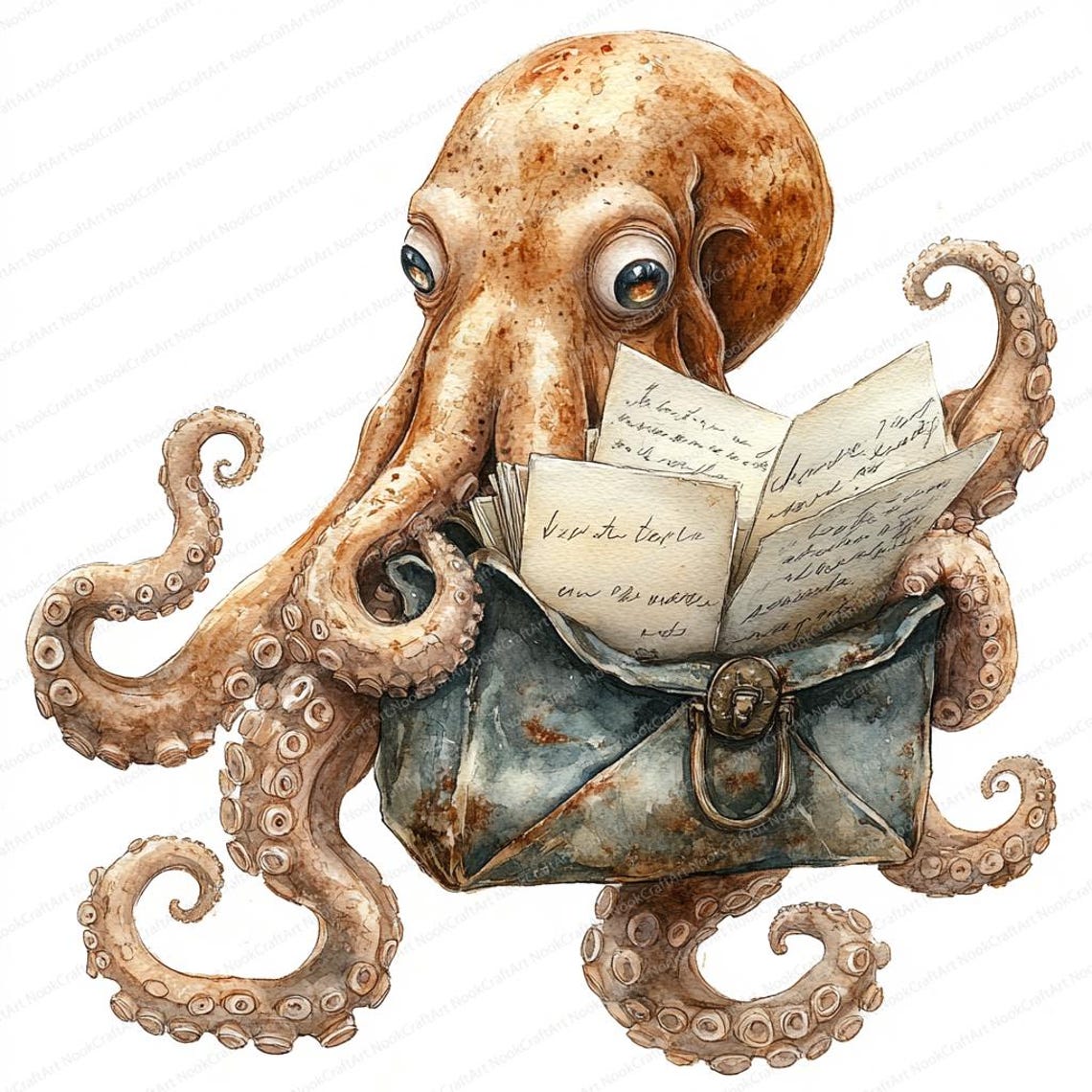 18 Octopus Mailman Clipart | Whimsical Ocean Delivery Art | Printable ...