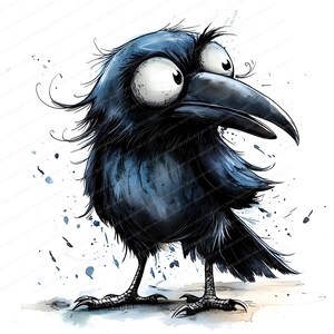 14 Frazzled Crow Clipart | Printable Watercolor Clipart | High Quality ...